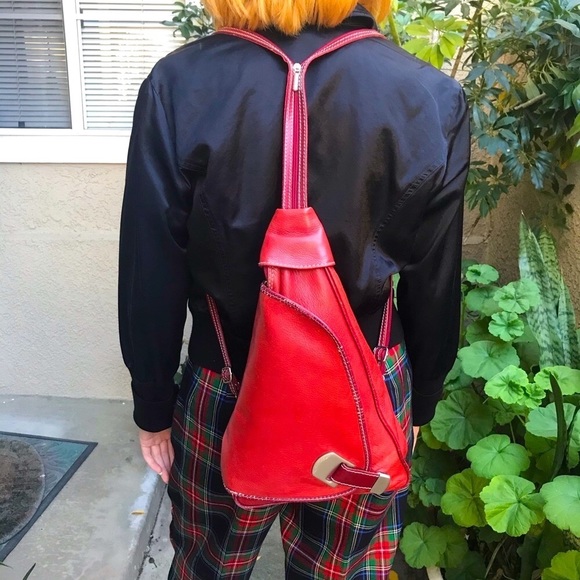 Vintage | Bags | Vintage Dark Red Leather Backpack | Poshmark